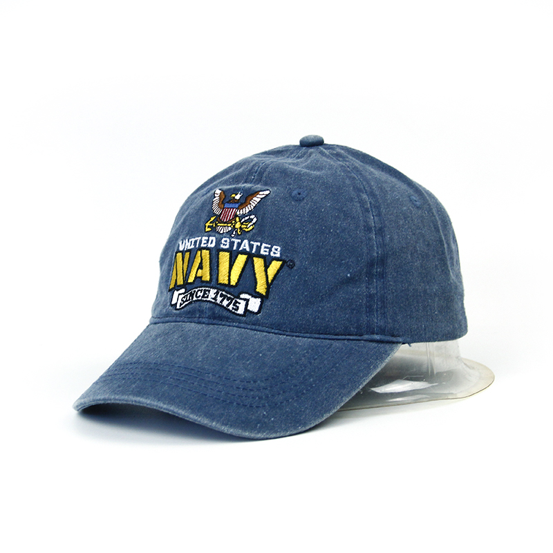 China Navy Blue Washed custom Embroidered Baseball Cap factory and ...